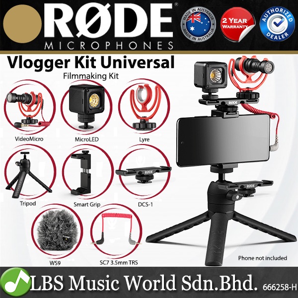Rode Vlogger Kit Universal Filmmaking VideoMic Microphone With 3.5mm ...