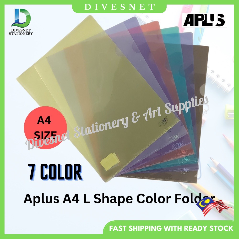 Aplus A4 L Shape Color Document Holder Stationery File Folder Report File Fail Plastik Murah ...