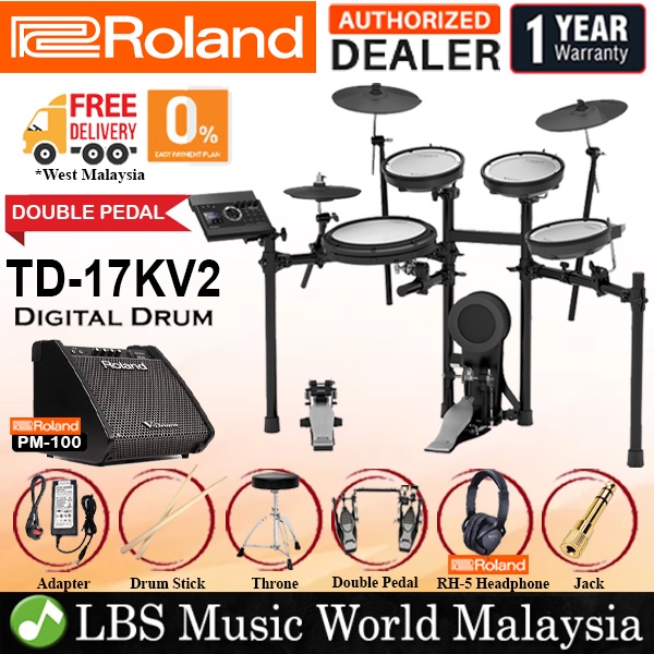 Roland TD-17KV2 Digital V-Drums Electronic V Drum Package with PM-100 ...