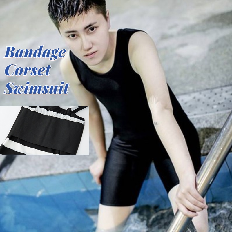Bandage Swimsuit Comfot Appears small Chest Binder Large Fat Corset ...