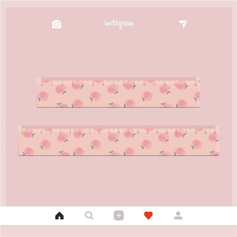 Pink Peach Ruler Stationery Student Ruler Acrylic 20cm Drawing Ruler ...