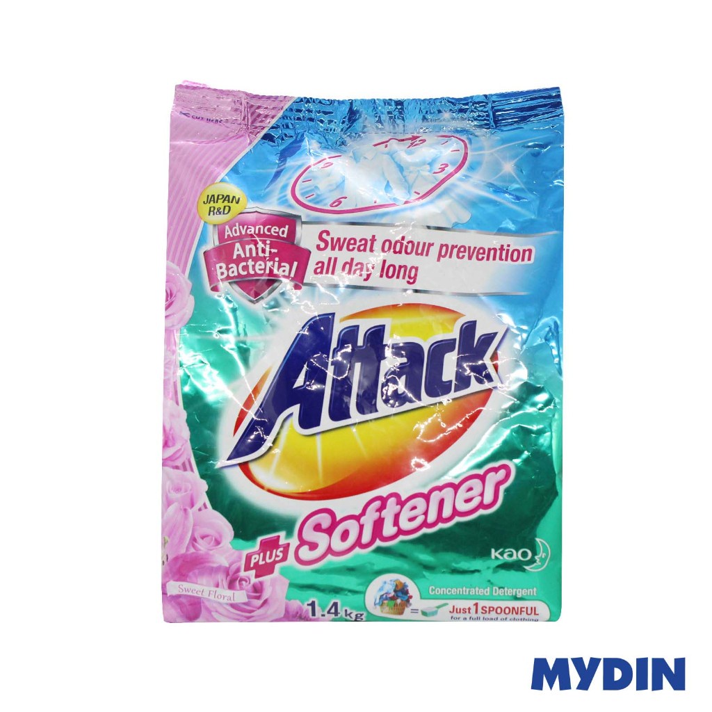 Attack Detergent Powder Plus Softener Sweet Floral (1.4kg) | Shopee ...