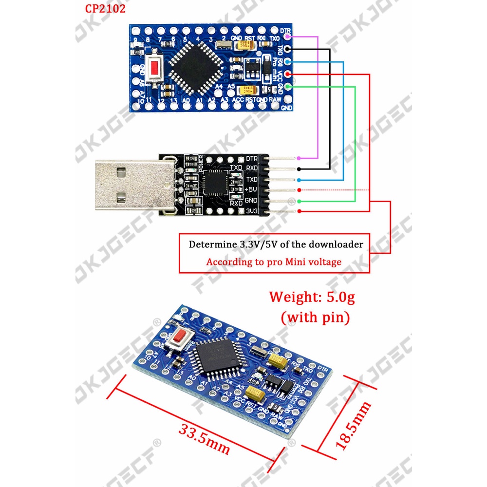 1PCS 6pin CP2102 USB 2.0 to TTL UART Module + 1PCS Pro Mini Module ...