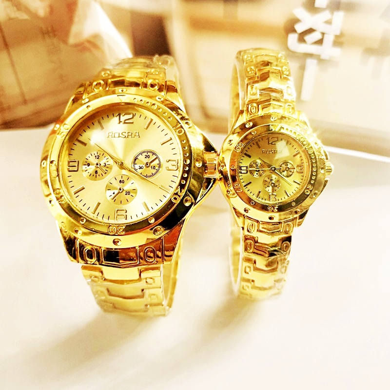 Authentic ROSRA couple Dongda retro couple round three-eye quartz watch ...