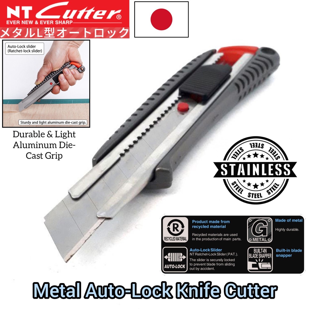 NT CUTTER JAPAN STAINLESS STEEL SS304 HEAVY DUTY METAL AUTO-LOCK ...
