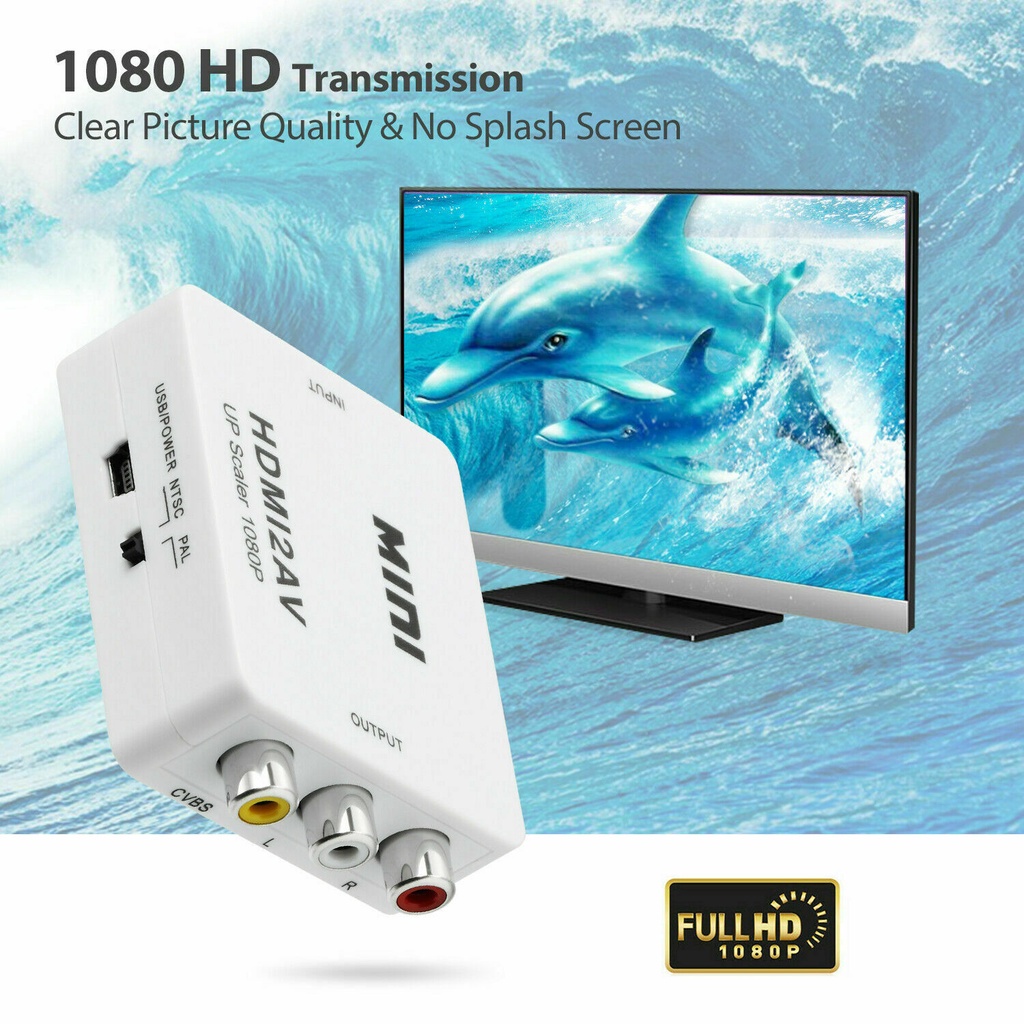 HDM to RCA Converter Adapter Cable Audio Video AV Connector Input ...