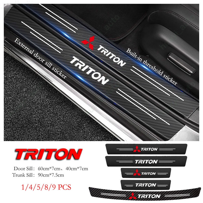 Mitsubishi Triton Car Door Sill Sticker Anti-Scratch Carbon Fiber ...