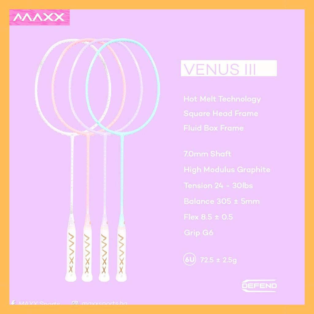 MAXX Badminton Racket VENUS III ( 100% Original ) - Free Grip | Shopee ...