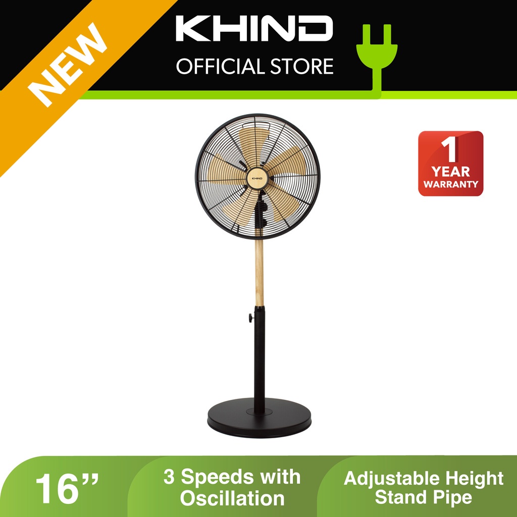 Khind 16" 5Blade ABS Fan blades Stand Fan SF161ME Solid wood (New ...