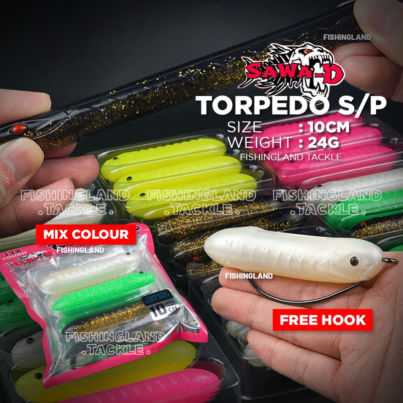 Sawa-D Torpedo Soft Bait | 10cm 24g | Free Hook Haruan Toman Pencil ...