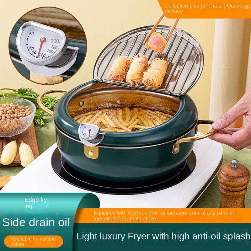 German 304 Stainless Steel Japanese Style Double Bottom Fryer with Lid ...
