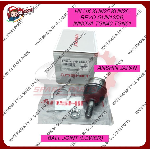 (ANSHIN JAPAN) LOWER ARM BALL JOINT TOYOTA HILUX KUN25 KUN25 REVO ...