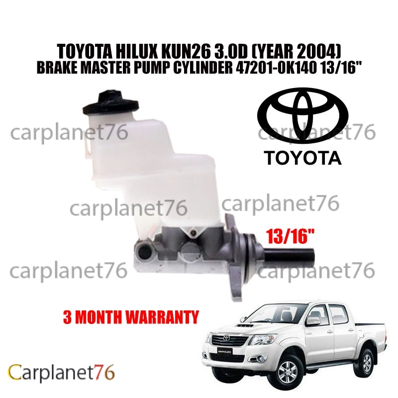 TOYOTA HILUX KUN26 3.0D (YEAR 2004) BRAKE MASTER PUMP CYLINDER 47201 ...