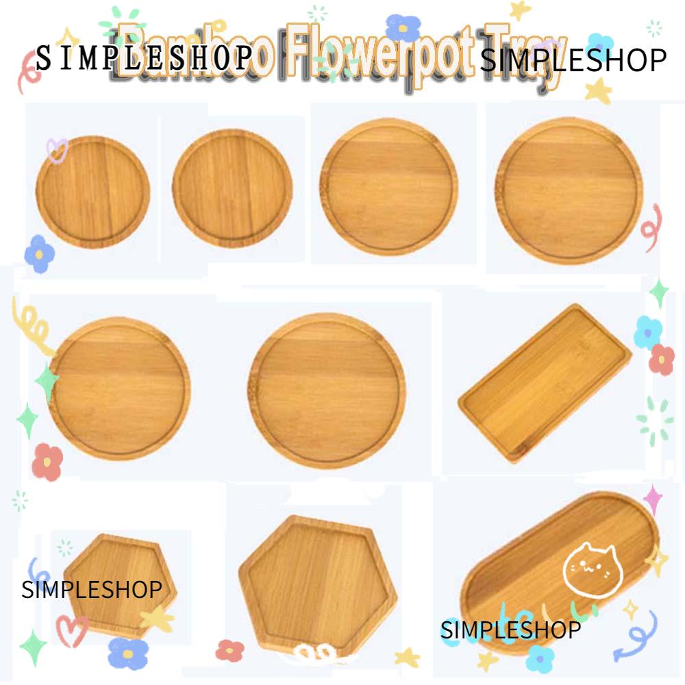 SIMPLESHOP Bamboo Wood Tray Simple Style Home Decoration Planters Pot Stander Round Square ...