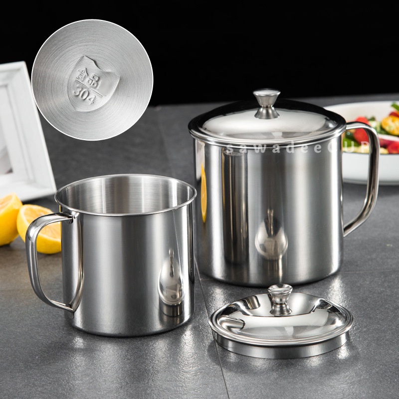 304 Stainless Steel Cup With Cover Metal Mug With Lid Cawan Kole Besi ...