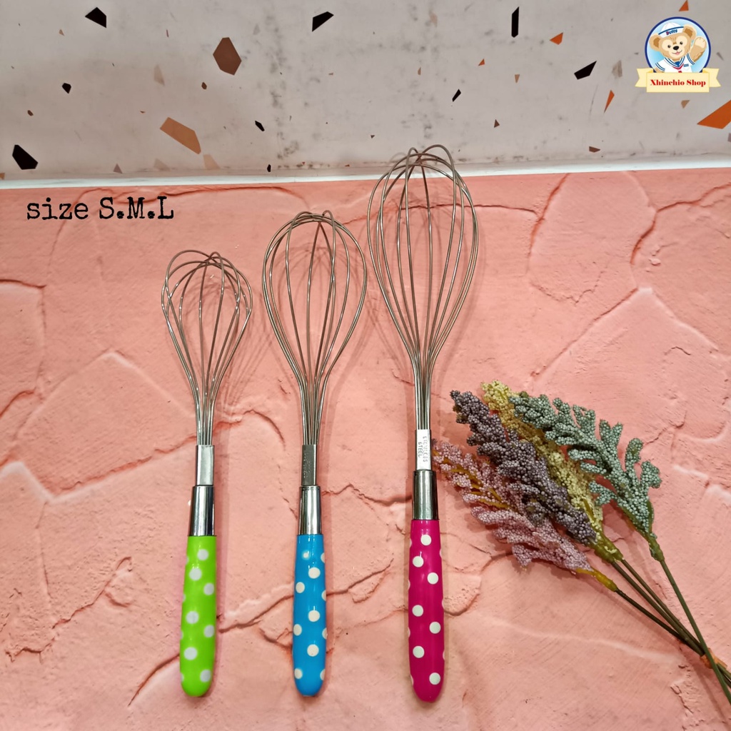 Manual Egg Beaters in Polka Dot Colors in Various Sizes | Shopee Malaysia