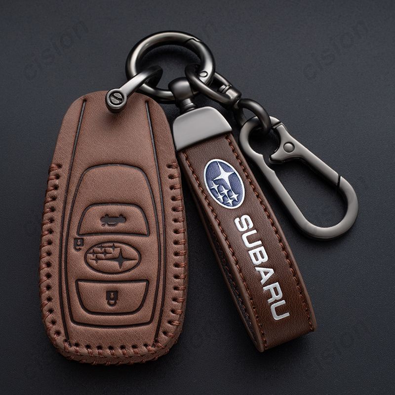 Genuine Leather Smart Folding Flip Car Key Case Cover Shell For Subaru ...