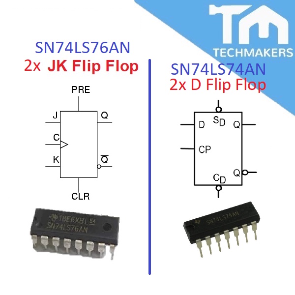 SN74LS74AN / 76AN Dual JK Flip Flop with Preset and Clear SN74LS76N 74LS76 7476 Counter Shift ...