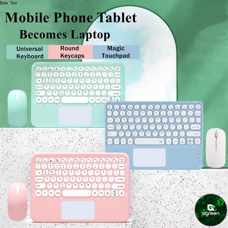 AC Universal Touchpad Keyboard Wireless Bluetooth Round Key Cap Retro ...