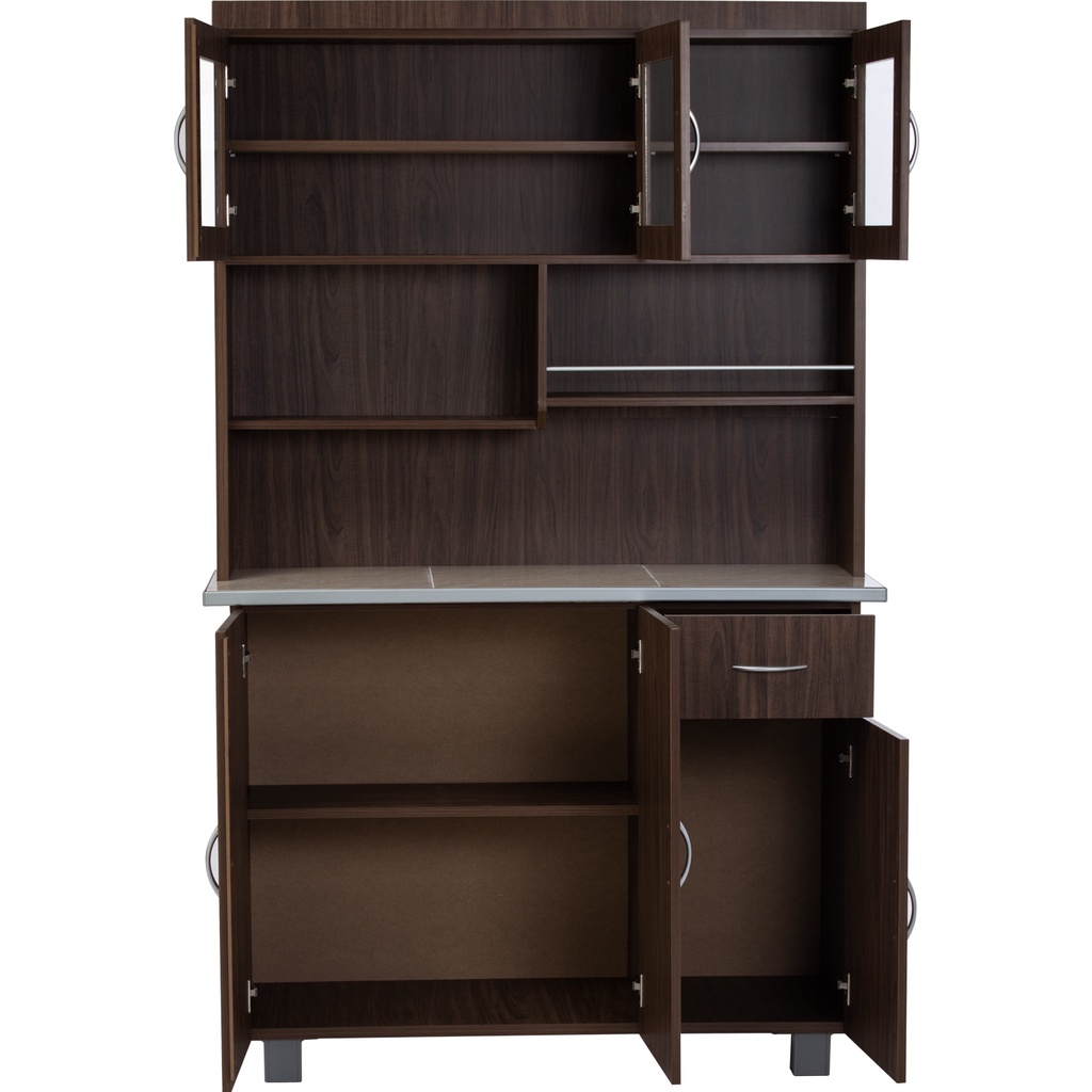 SHIRO Furniture Almari Frey 1.2M tall kitchen cabinet in Walnut colour ...