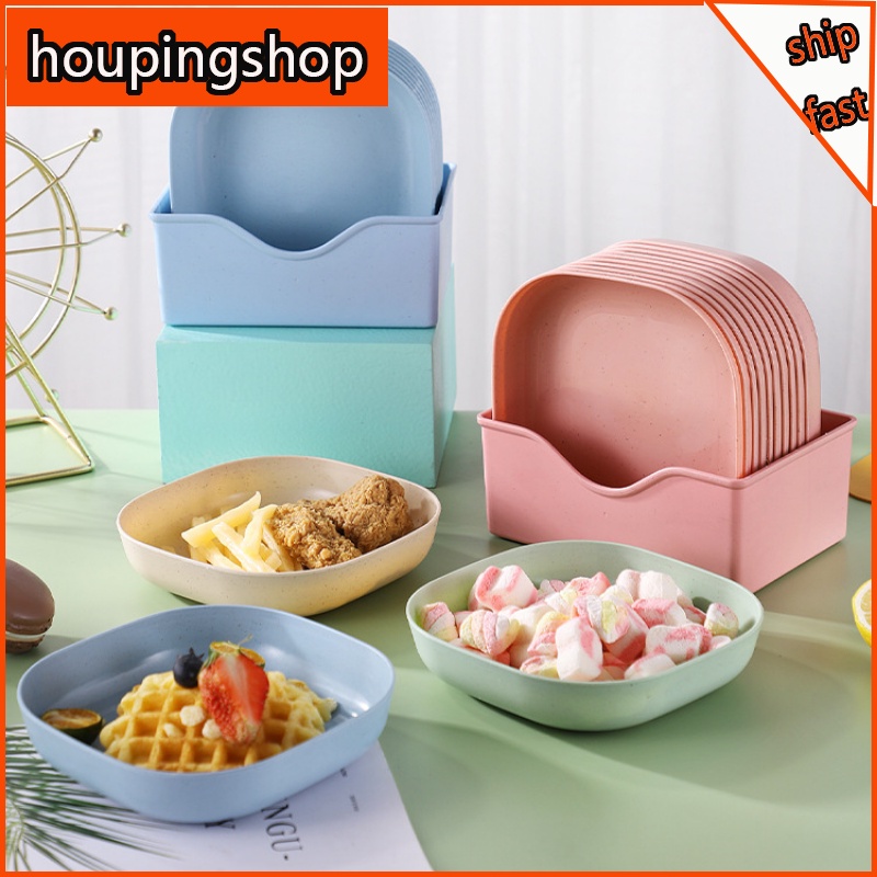 Square Plate Wheat Straw Plate Spit Bone Plate Plate Fruit Dried Fruit ...