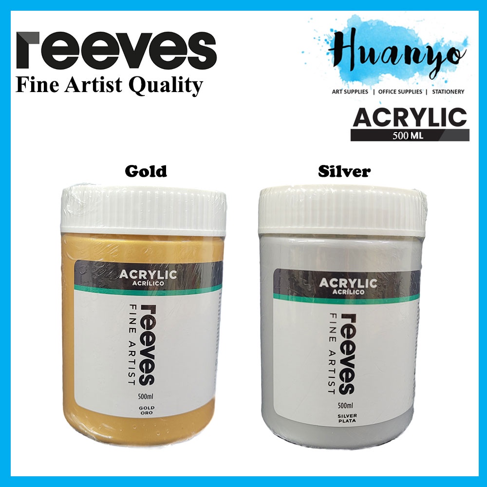 Reeves Fine Artist Quality Series Acrylic Colour Paint (500ML/Gold & Silver) [Per Bottle ...