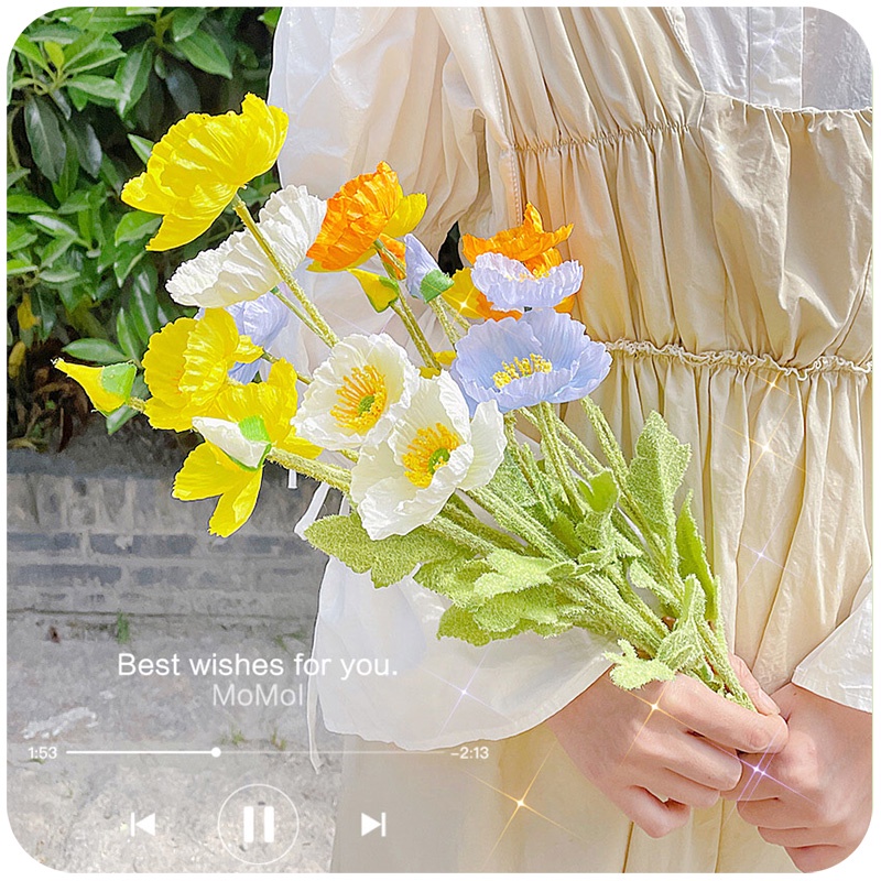 Poppies Artificial Flowers Decorative Small Ornaments Floral Korean ...