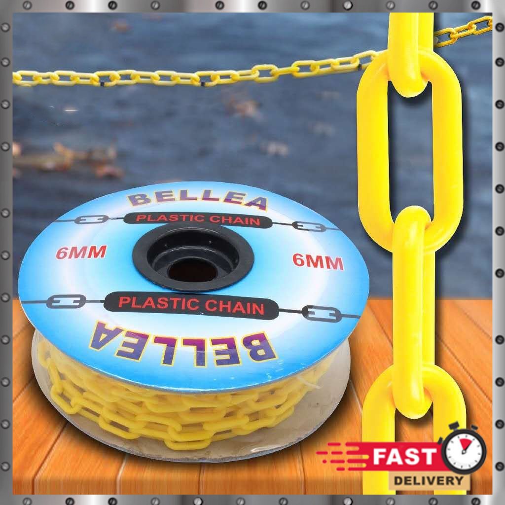 6MM x 20MTR+/- Plastic PVC Chain Link / Rantai Plastic PVC (Yellow ...