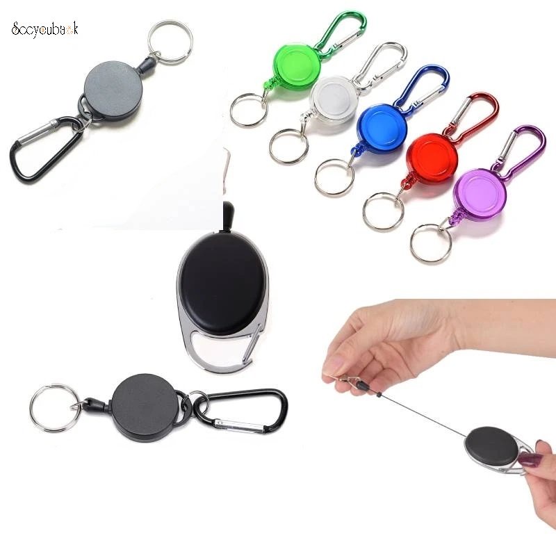Mini Portable Colorful Metal Cord Reel with Backbone Keychain Practical ...