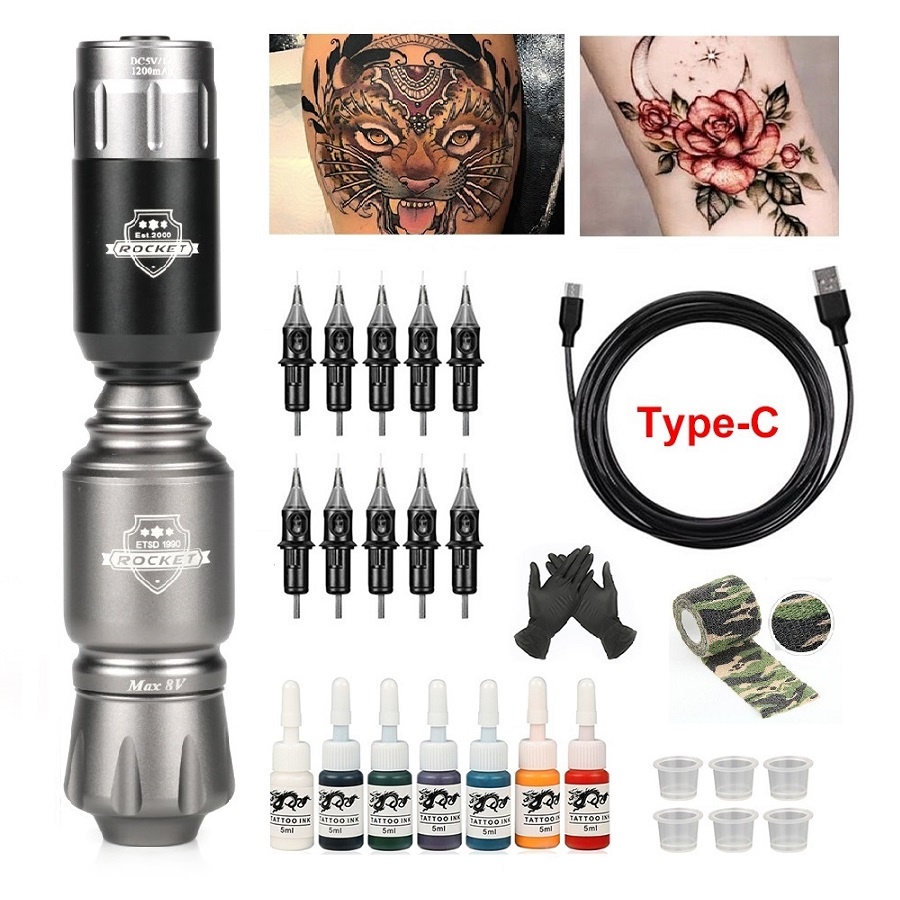Professional Tattoo Rotary Machine Pen Wireless Set With Power Battery ...