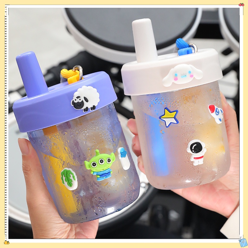 Botol Air Flower Tea Cup with Tea Compartment Transparent Plastic Straw ...