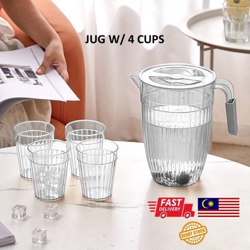 Plastic Water Jug With 4 Cups Hot Ice Cold Drinks Jag Air Minuman ...