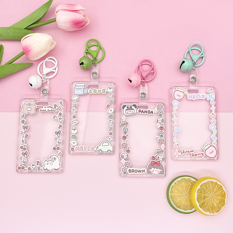 Cute Transparent Acrylic Card Holder Student Card Case Photocard Sleeve ...