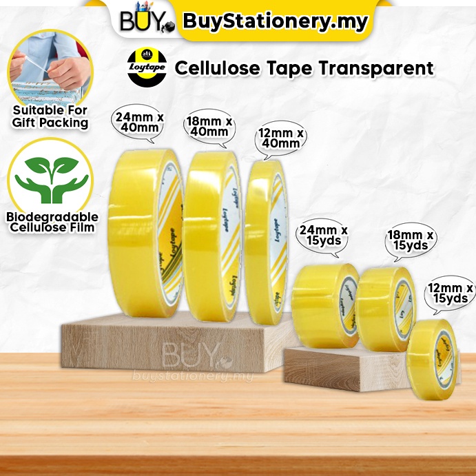 Loytape OPP Selotape Transparent Tape Pelekat Cellophane Tape 12/18 ...