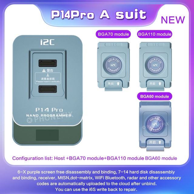 I2C P14PRO BGA110/BGA70 BGA60 PCIE NAND Programmer for iPhone 4-13 ...
