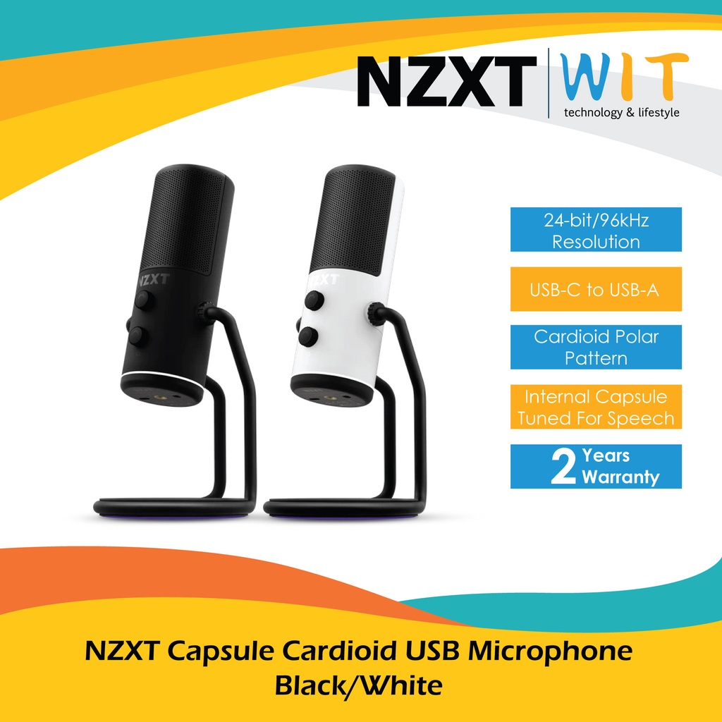 NZXT Capsule Cardioid USB Microphone - Black/White | Shopee Malaysia