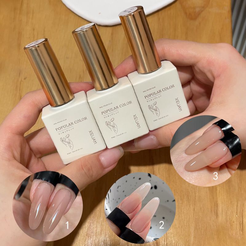 【3 Colors】Base Manicure Plain Face Construction Nail Polish Gel Set ...