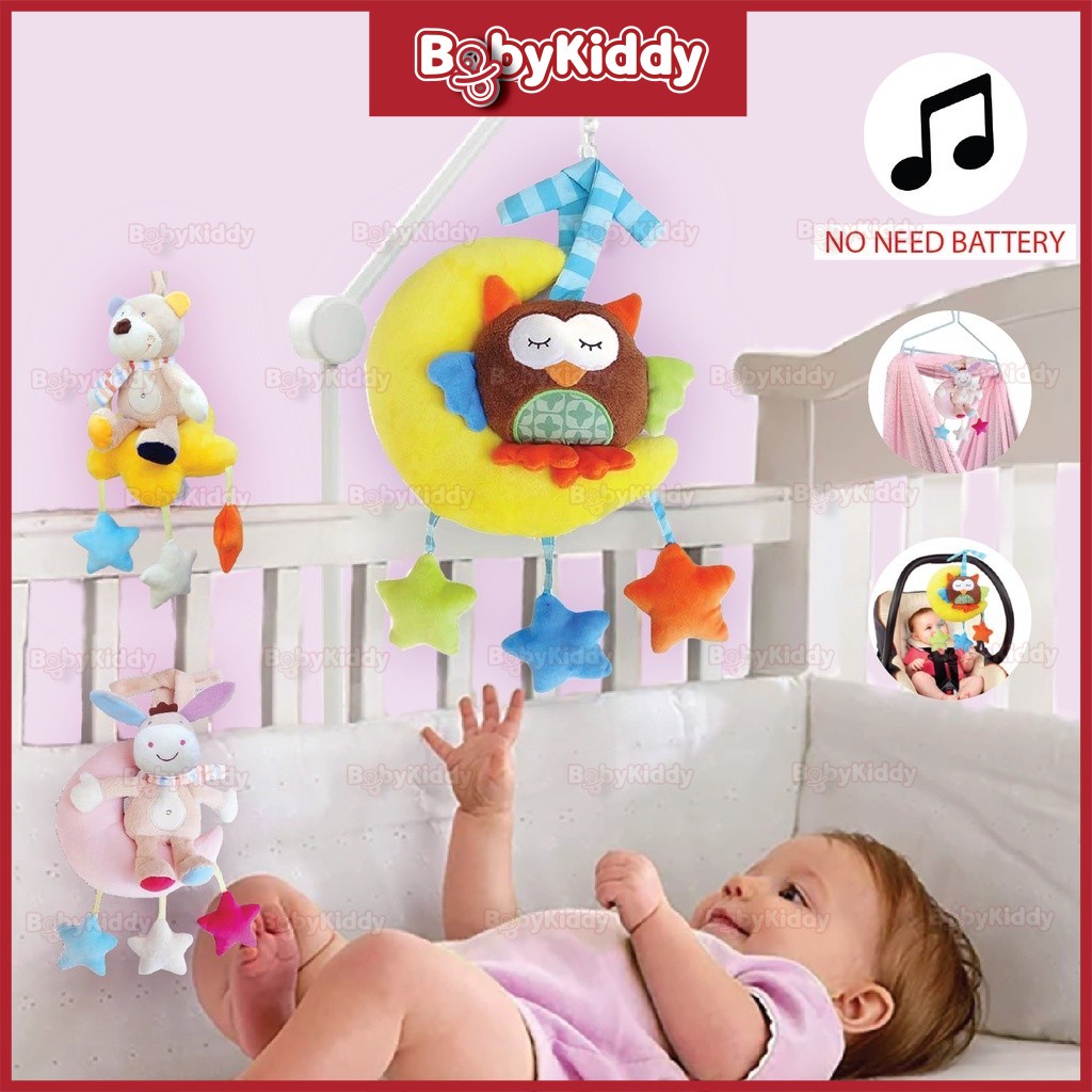 Baby Musical Puller Music Ring Plush Crib Stroller Bed Hanging Animal ...