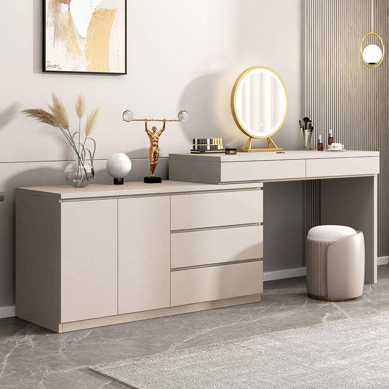 L-shaped dressing table, simple cream series dressing table drawer type ...