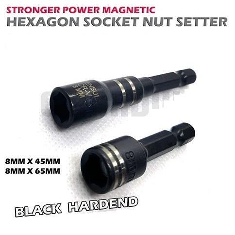 8mm x 45mm/65mm Magnetic Bit Hex Nut Setter / Screw Driving Drill Bit ...