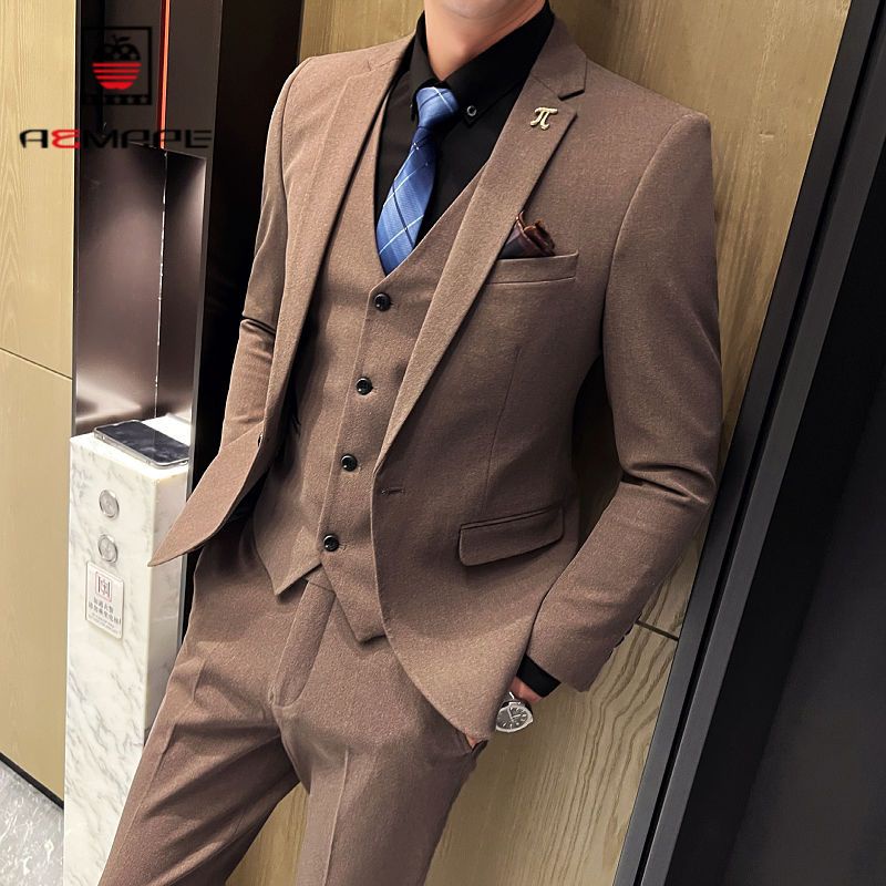 Suit Blazer Full Suit Male Whole Set Slim-fit Casual Business Trend ...
