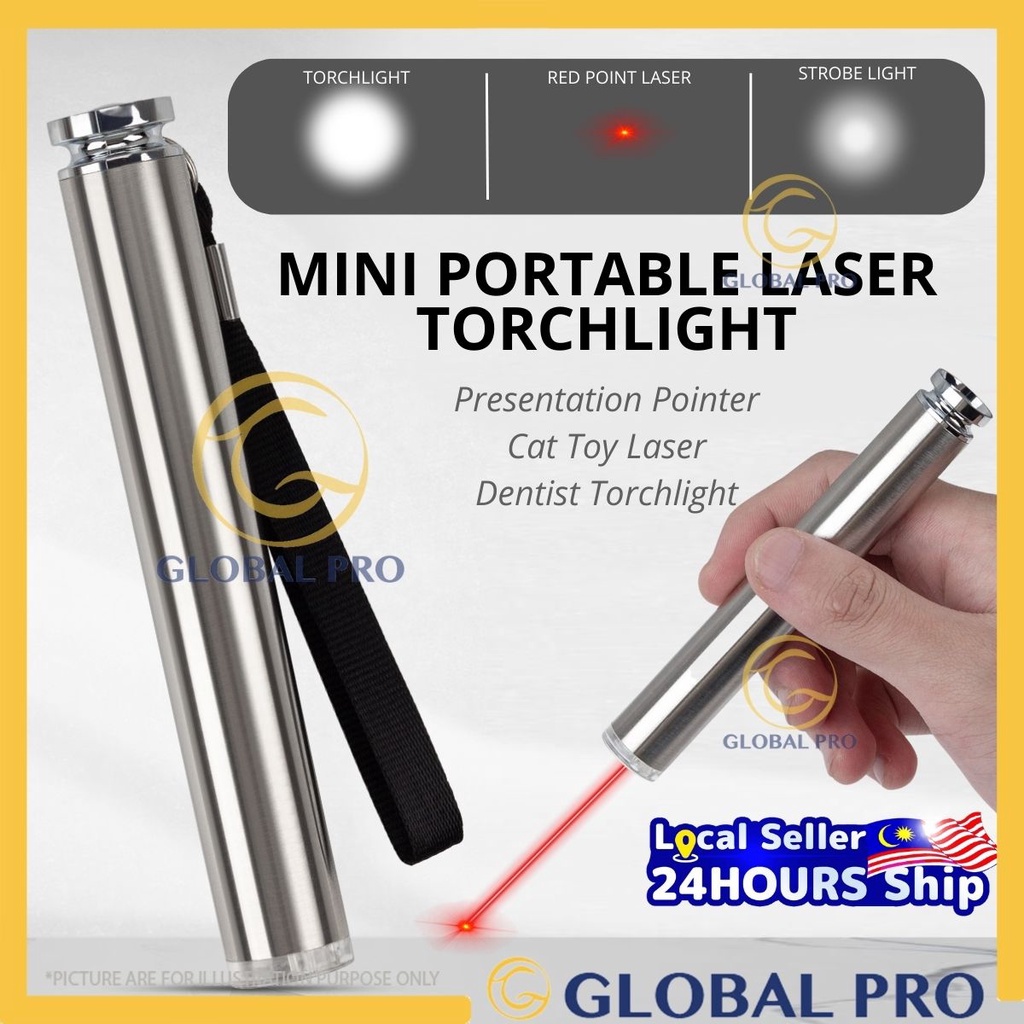 Multifunctional LED Flashlight + Red Laser Portable Pen Torch Light ...