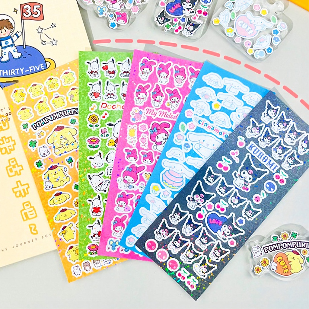 Cartoon Sticker Sanrio Laser Notebook Sticker Goo Card Sticker DIY ...