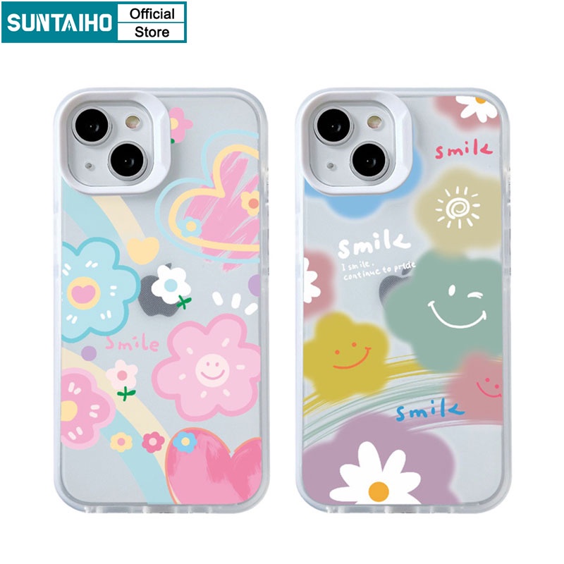 Suntaiho Cute Rainbow Cloud Small fresh Flower Smiles Original Case ...