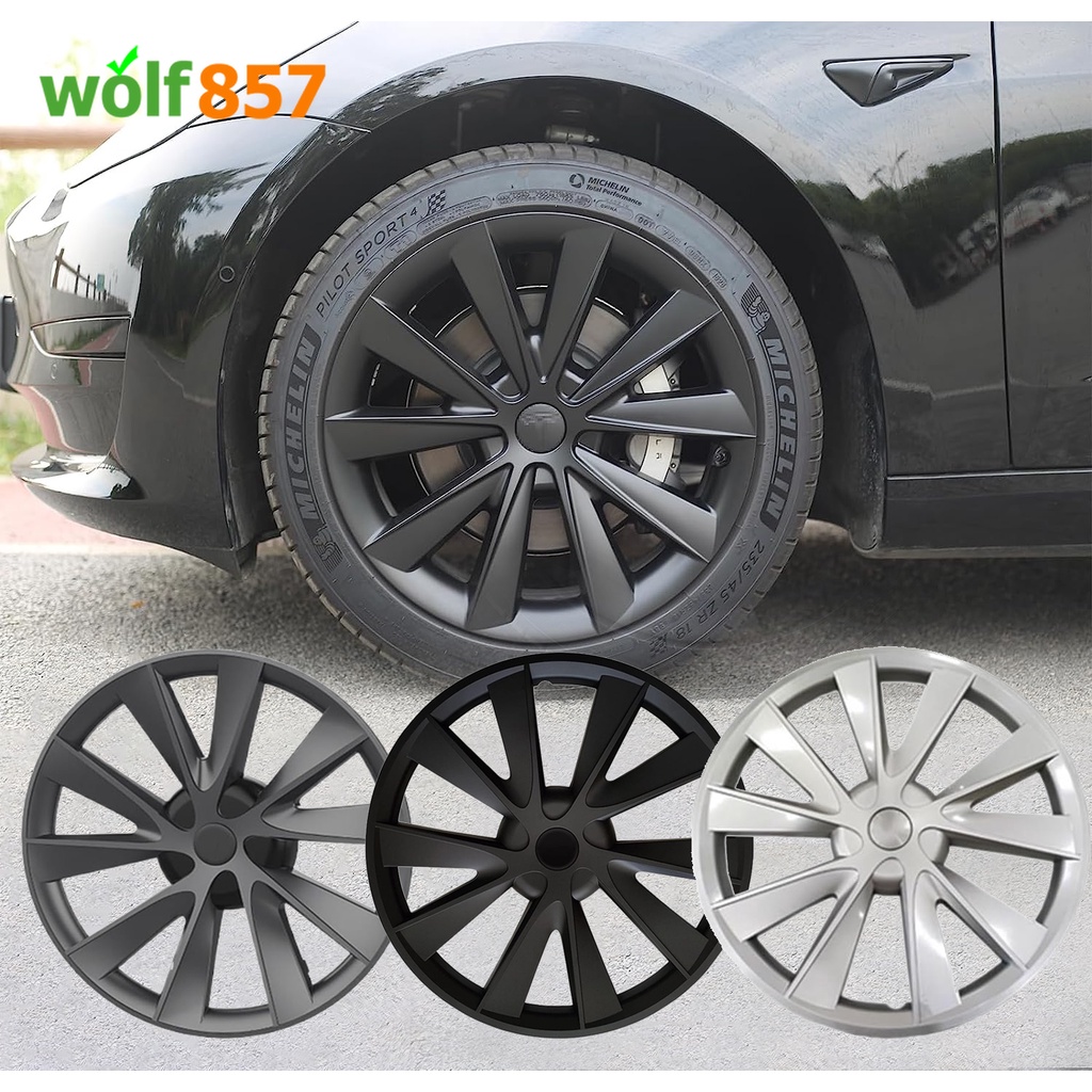 18" Wheel Hubcap Tesla Model 3 Wheel Cover Hubcap 18 Inch Matte Black ...
