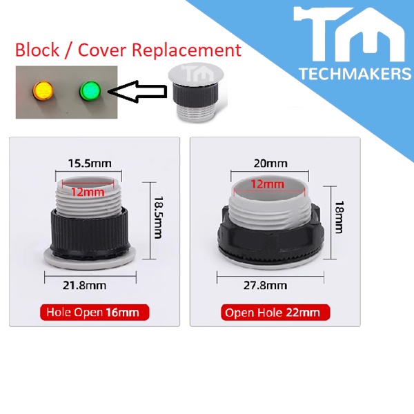AD22 LAY37 Push Button/Pilot Lamp Cap/Cover/Blocker/Block 22mm/16mm ...