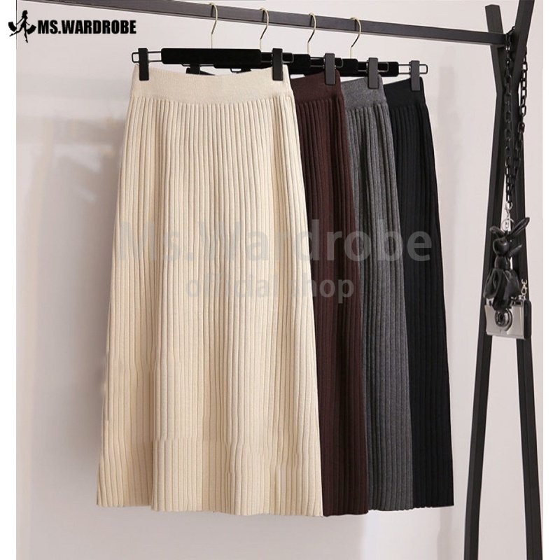 🇲🇾Women Korean Knitted Pencil Skirt Slim High Waist Casual Thick ...