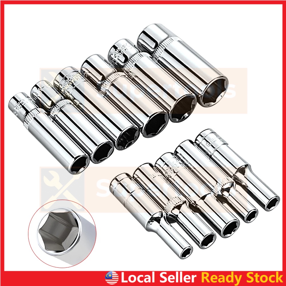 1/2" Inch CR-V Deep Long Box Socket 6 12 Point Heavy Duty for Ratchet ...