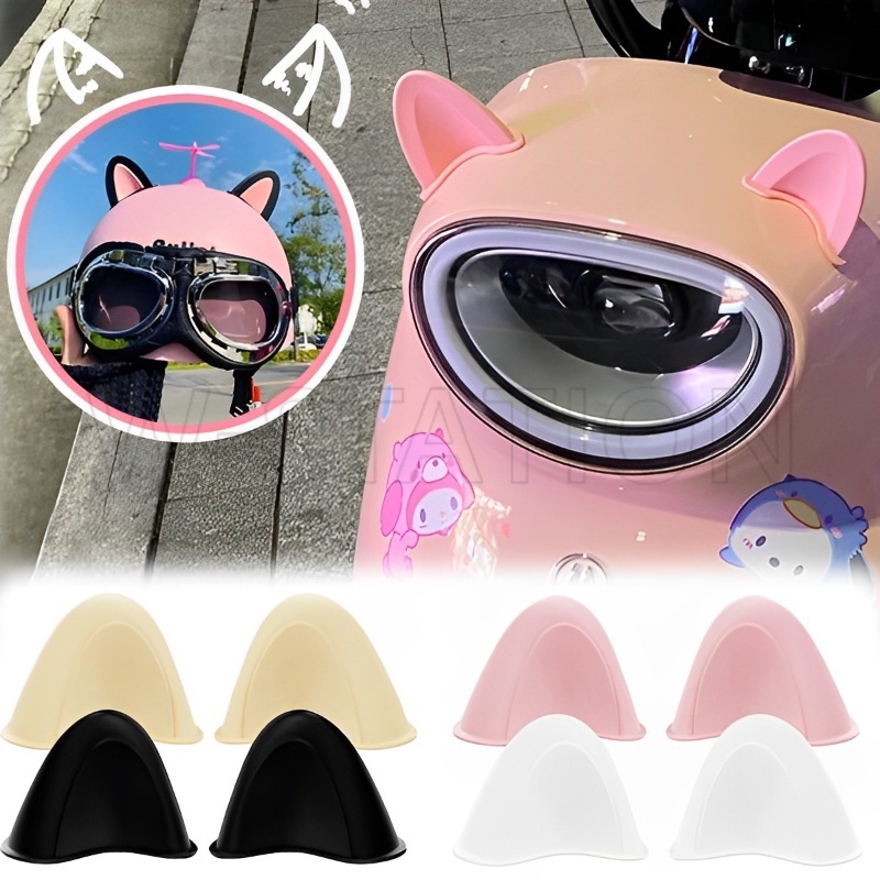 3D Cute Cartoon Cat Ear Sticker for Motorcycle Helmet Adhesive ...