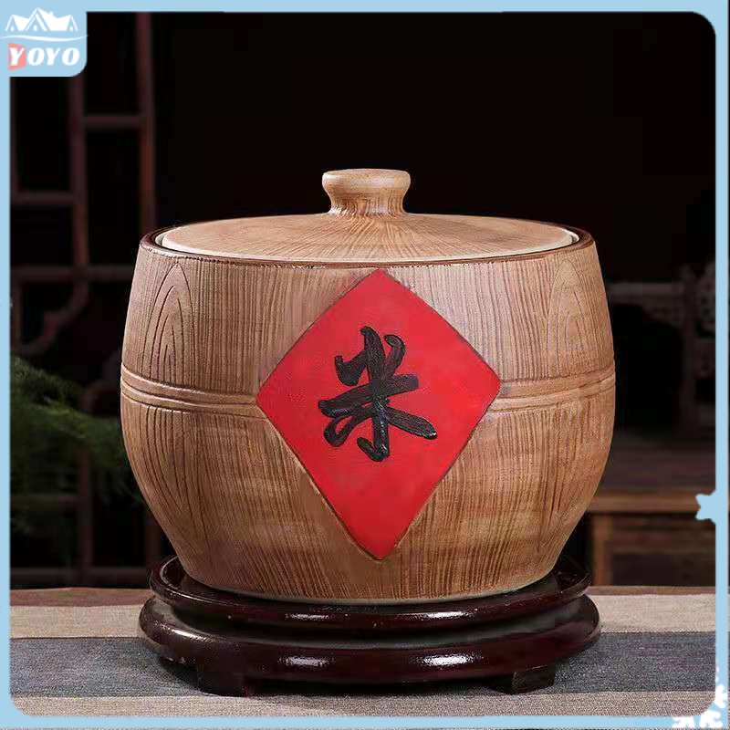 Ceramic rice bowl household sealed with lid 5kg10kg25kg loaded moisture ...